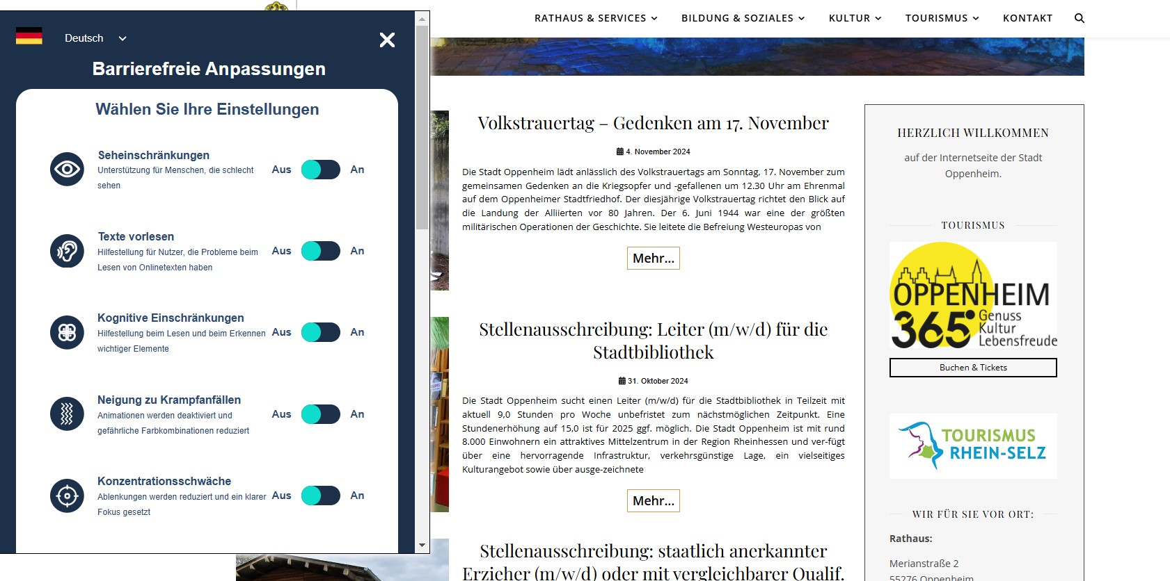 Website der Stadt ab sofort barrierefrei – Stadt Oppenheim